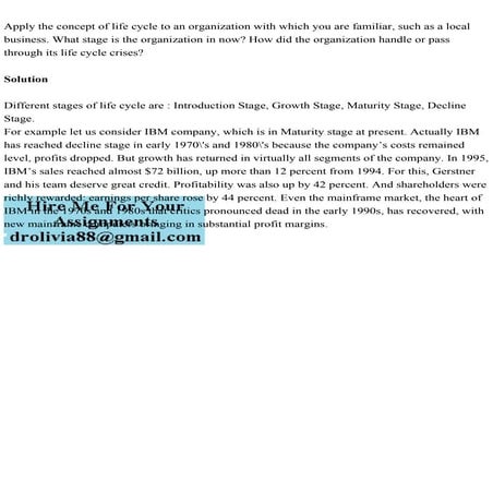 Apply the concept of life cycle to an organization with which you ar.pdf
