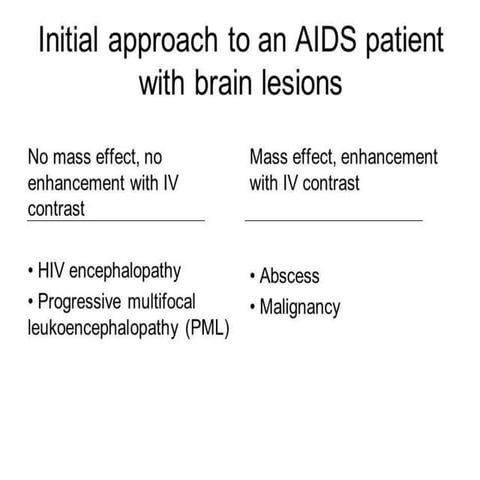 Apporach of brain lesion in hiv | PPTX