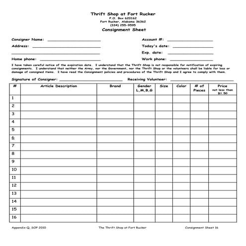consignment sheet | PDF
