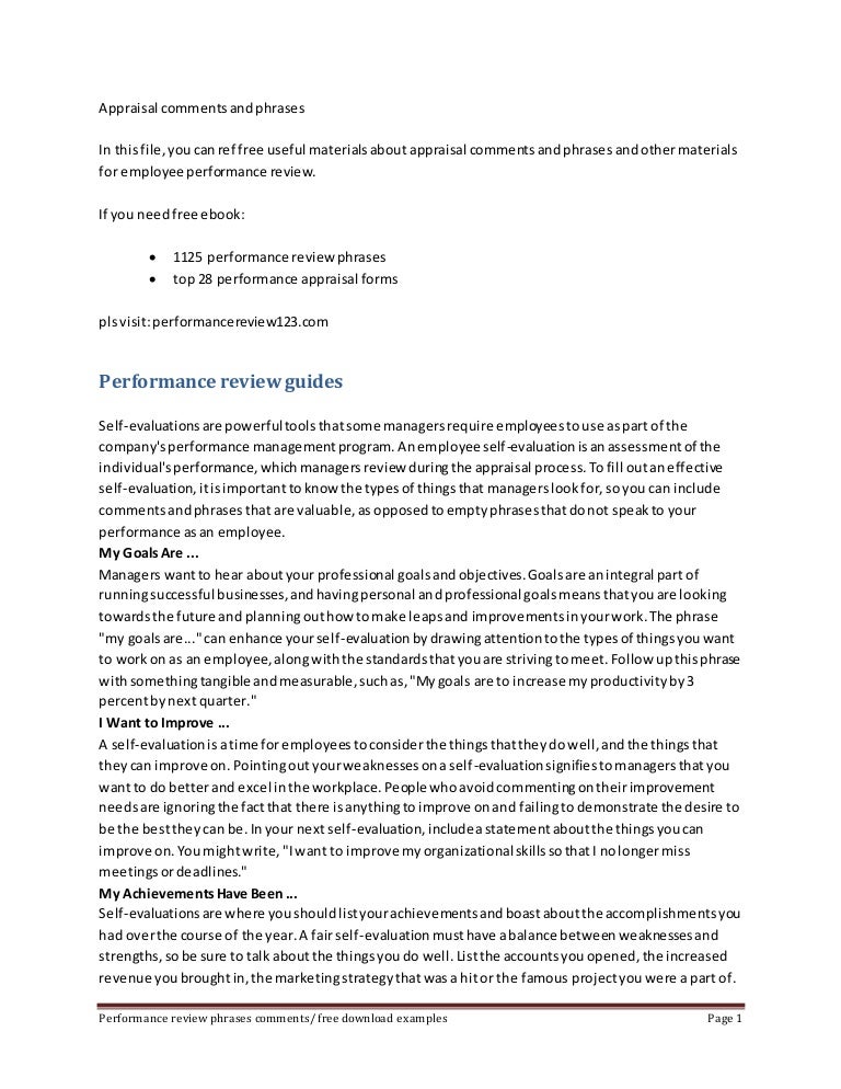 Appraisal comments And Phrases appraisal-comments-and-phrases