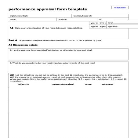 Appraisalformtemplate 1 | DOC