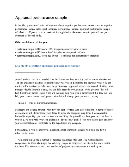 Performance Appraisal Sample Phrases Performance Appraisal Sample Phrases