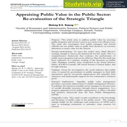 Appraising Public Value. Moore S Strategic Triangle | PDF