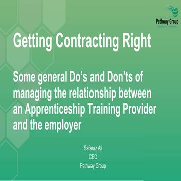 Getting Contracting Right by Safaraz Ali | PPT
