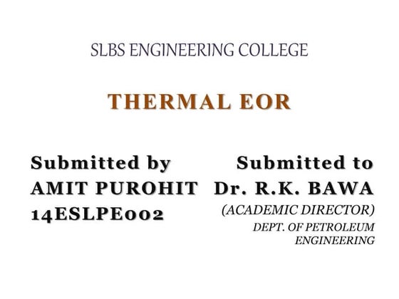 EOR- enhance oil recovery | PPT
