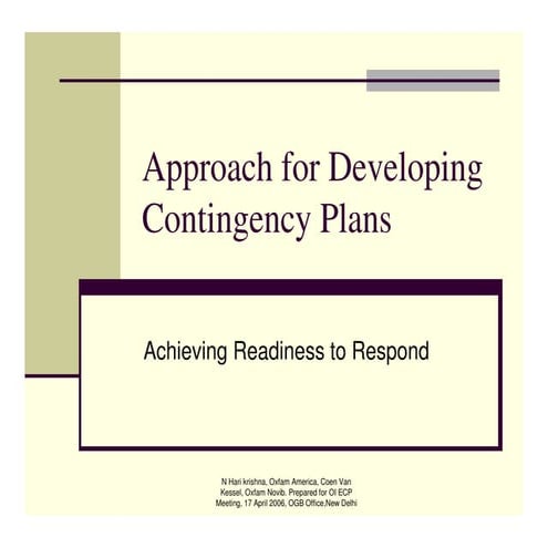 Approach To Contingency Plans | PDF
