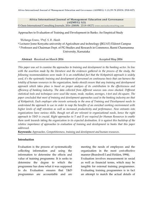 Evaluation of training | PPT