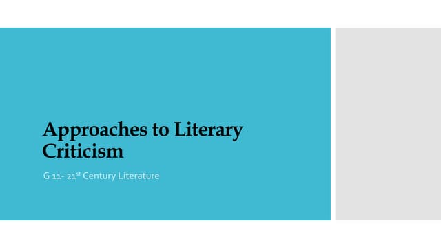CRITICAL APPROACHES TO LITERATURE | PPTX