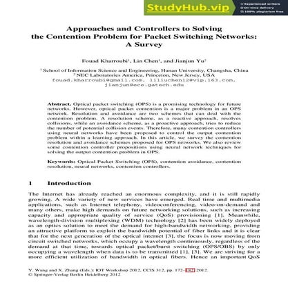 Approaches And Controllers To Solving The Contention Problem For Packet Switching Networks A