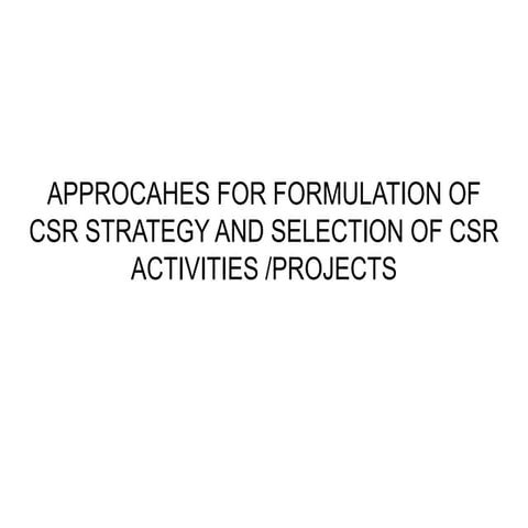 Approaches for csr strategy | PPT