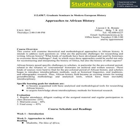 Approaches To African History | PDF