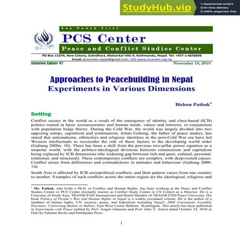 Approaches To Peacebuilding Pdf