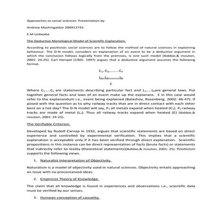 Approaches to social sciences | DOCX