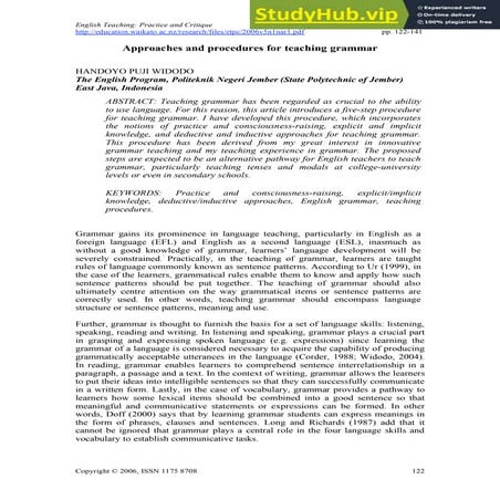 Approaches To Teaching Grammar Pdf