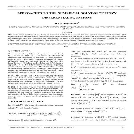 Approaches To The Numerical Solving Of Fuzzy Pdf