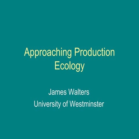 Approaching Production Ecology | PPT