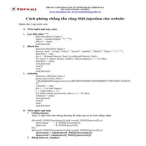 Sql injection bao cao - http://ouo.io/Mqc8L5 | PPT