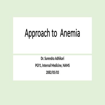 Approach to anemia based on Harrison's book | PPTX