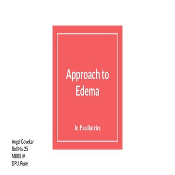 Approach to Edema in Paediatrics. | PDF