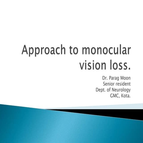 Approach to monocular blindness | PPT