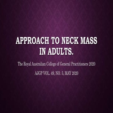Approach to neck mass in adults | PPTX