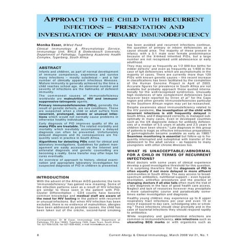 Approach to the child with recurrent infections | PDF