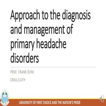 Approach to the diagnosis and management of primary headache disorders ...