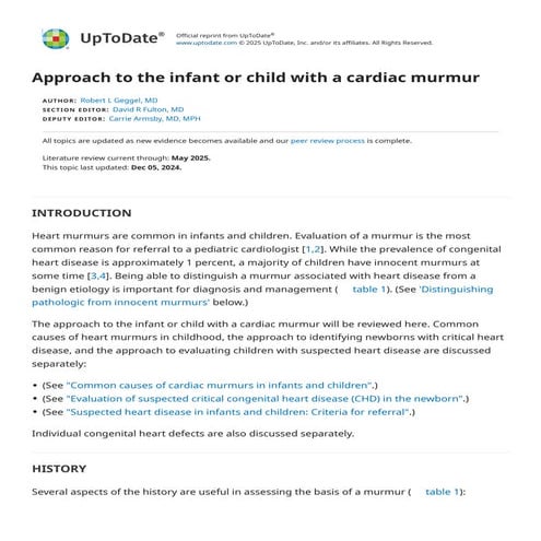 Approach to the infant or child with a cardiac murmur - UpToDate.pdf