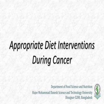 Appropriate Diet Interventions During Cancer | PPT