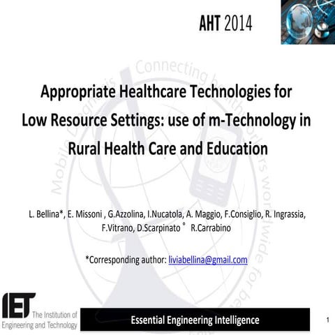 Appropriate ***healthcare technologies for low resource settings use of ...