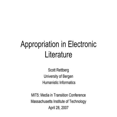 Appropriation in Electronic Literature | PPT