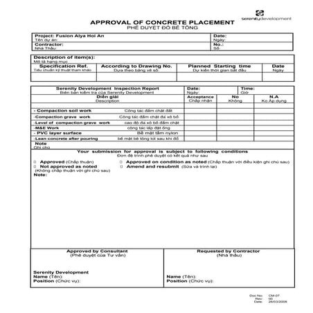 Approval for concrete placement rev.civl
