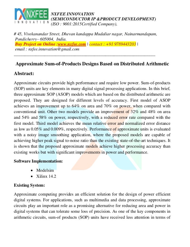 Approximate Sum Of Products Designs Based On Distributed Arithmetic 