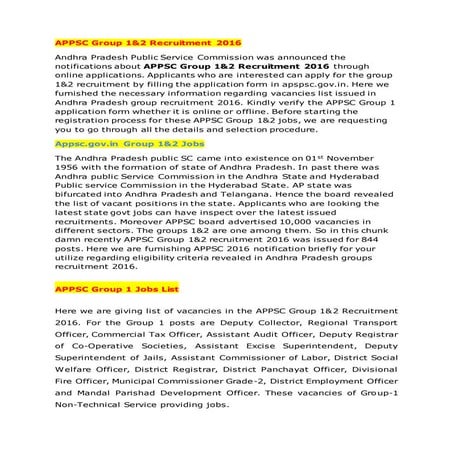 Appsc group 1 & 2 notifiacation | DOCX