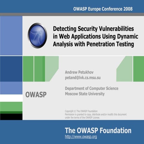 Detecting Security Vulnerabilities In Web Applications Using Dynamic 