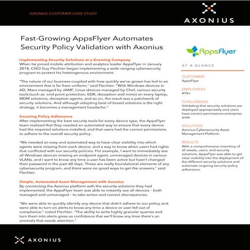 Axonius Case Study: AppsFlyer | PDF