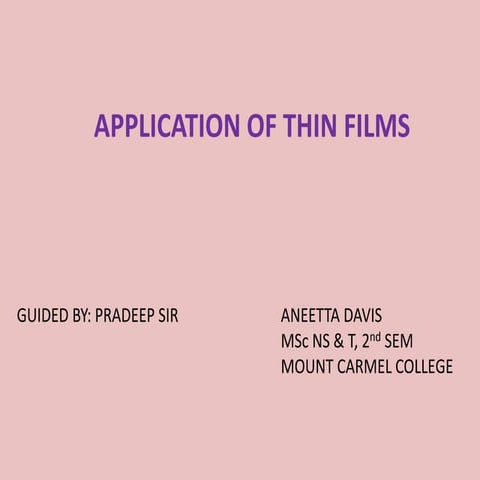 Apps of thin films | PPTX