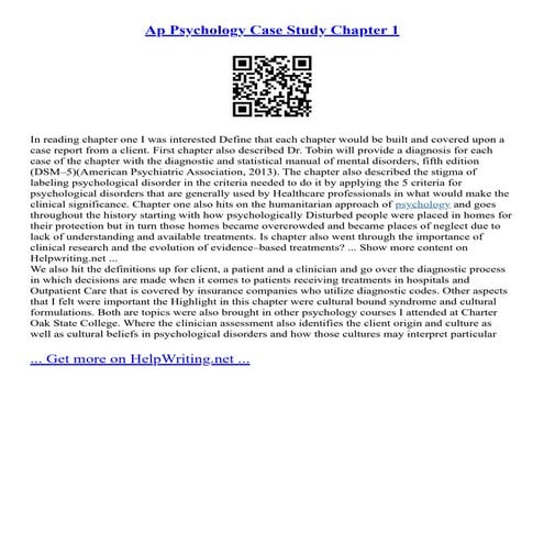 Ap Psychology Case Study Chapter 1 | PDF