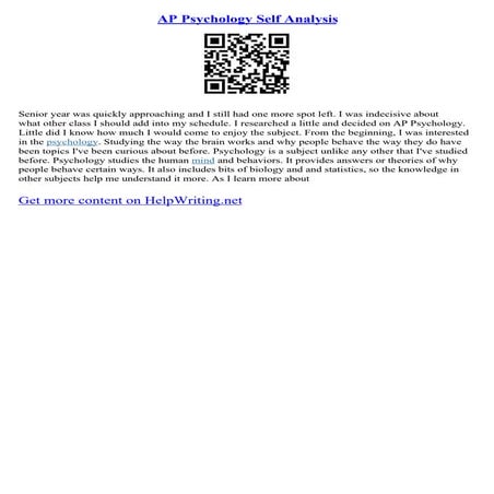 AP Psychology Self Analysis | PDF