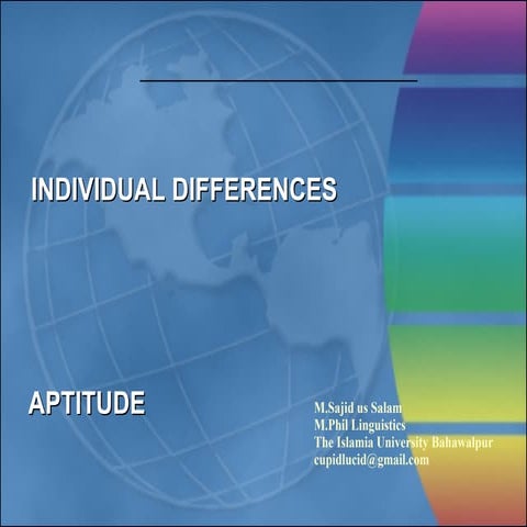 Apptitude As An Individual Difference In Sla | PPT