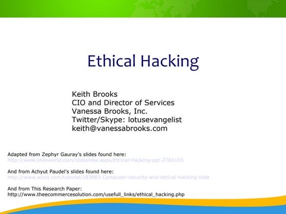 Introduction to ethical hacking | PPT