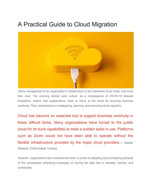 A Practical Guide to Cloud Migration | PDF A Practical Guide to Cloud Migration | PDF