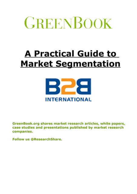 A Practical Guide to Market Segmentation | PDF A Practical Guide to Market Segmentation | PDF