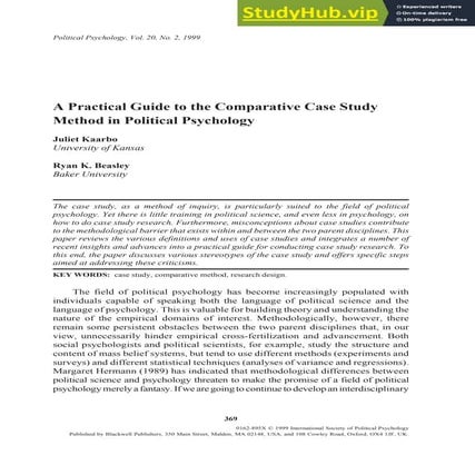 A Practical Guide To The Comparative Case Study Method In Political ...