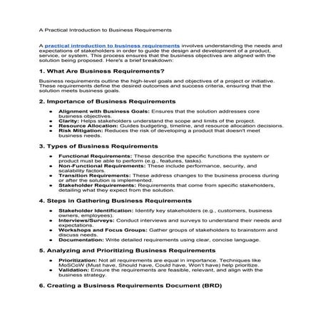 Business Requirements Document Template | DOCX