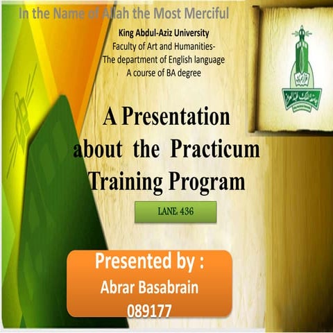 A practicum training presentation | PPTX | Homework and Study | Education