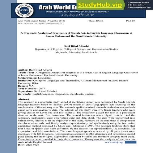 A Pragmatic Analysis Of Pragmatics Of Speech Acts In English Language ...