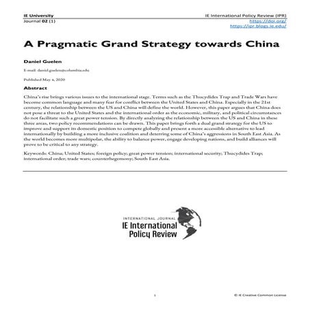 A Pragmatic Grand Strategy towards China | PDF