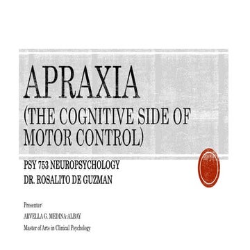 Apraxia and Other Types (Neuropsychology) | PPTX