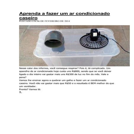 Como fazer ar condicionado caseiro | PDF